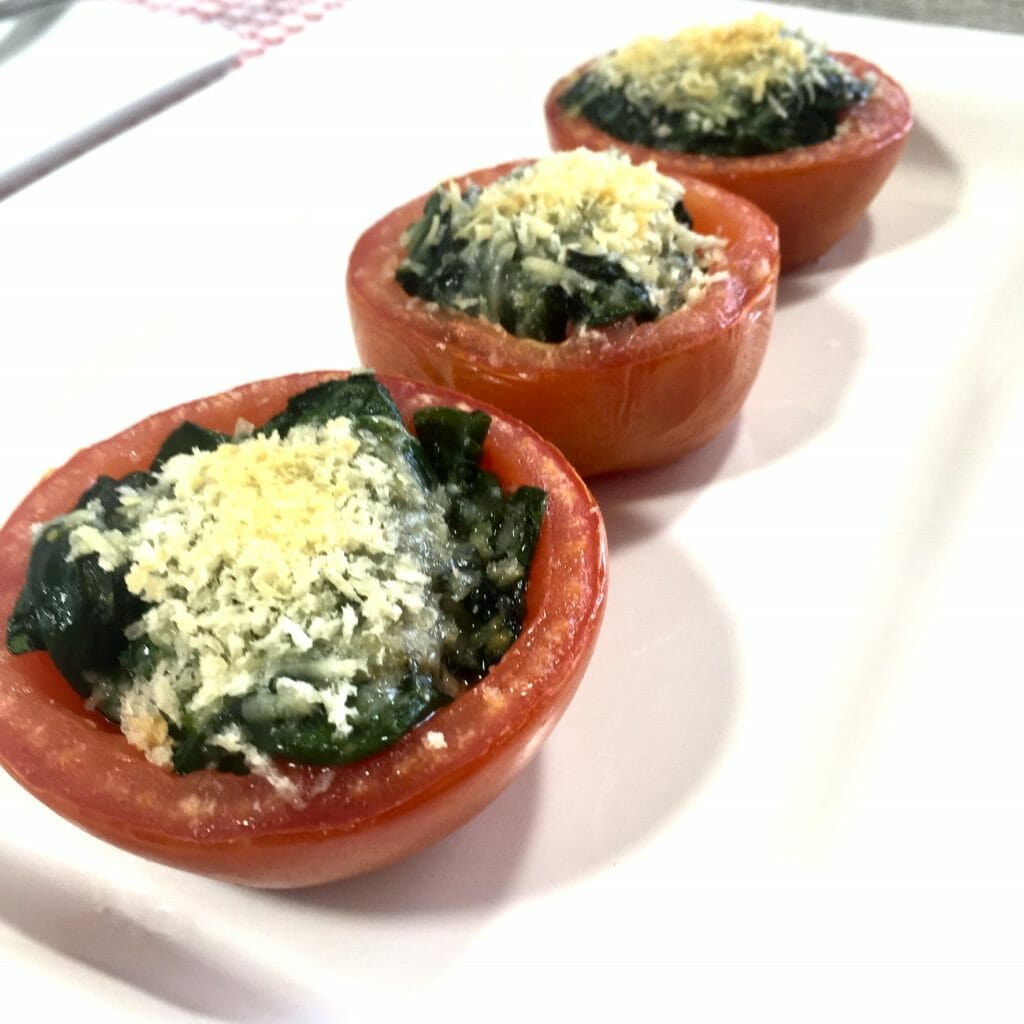 Roasted Tomatoes With Spinach And Parmesan