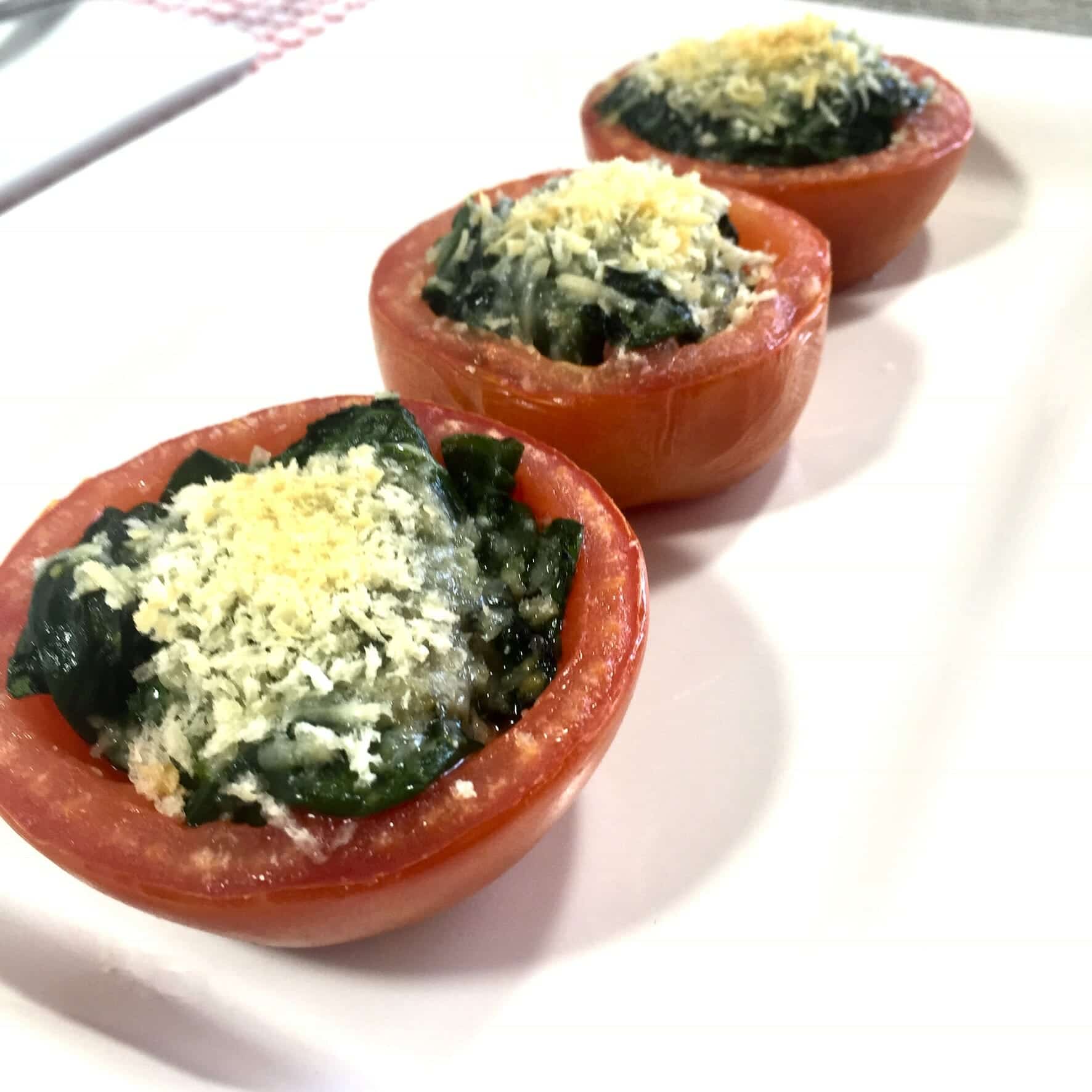 Roasted Tomatoes With Spinach And Parmesan