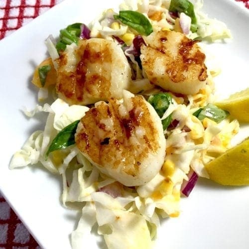 Sautéed Scallops with Mango Slaw
